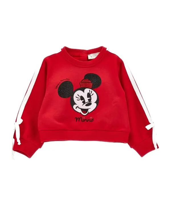 Monnalisa Jersey Sweatshirt With Minnie Mouse Graphic - Ruby Red
