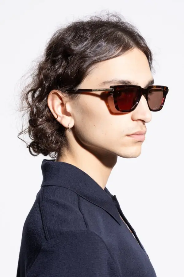 Alexander McQueen T-bar Icon Tortoiseshell Square Frame Sunglasses - Brown