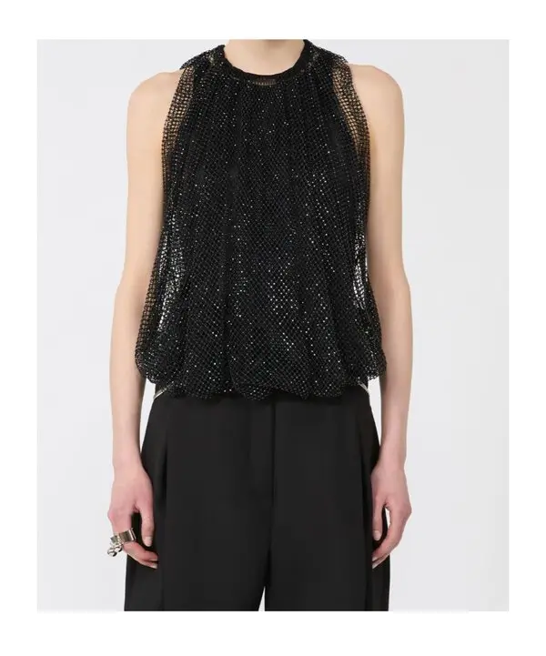 Sportmax Nodo Crystal-embellished Sleeveless Top - Black