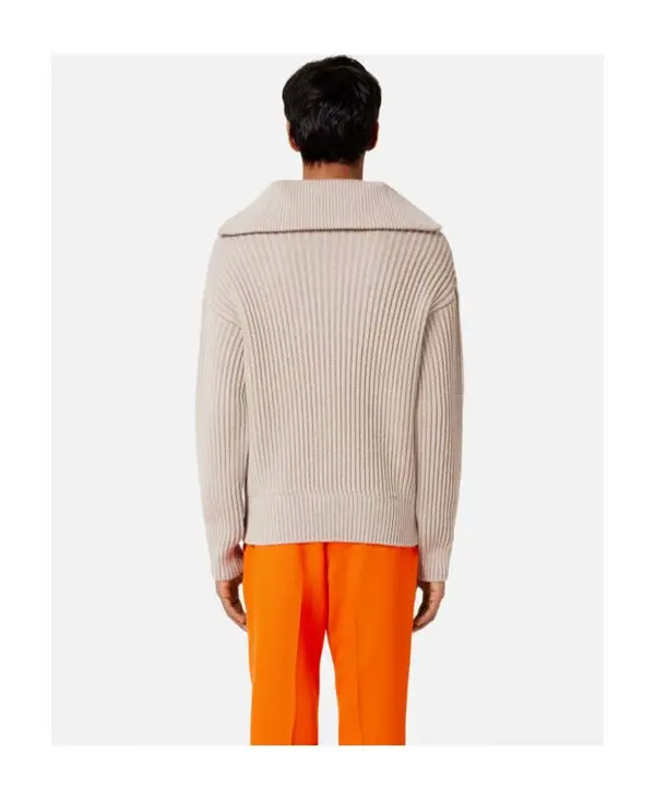 AMI Paris Half-zip Ribbed Knit Sweatshirt - Pink