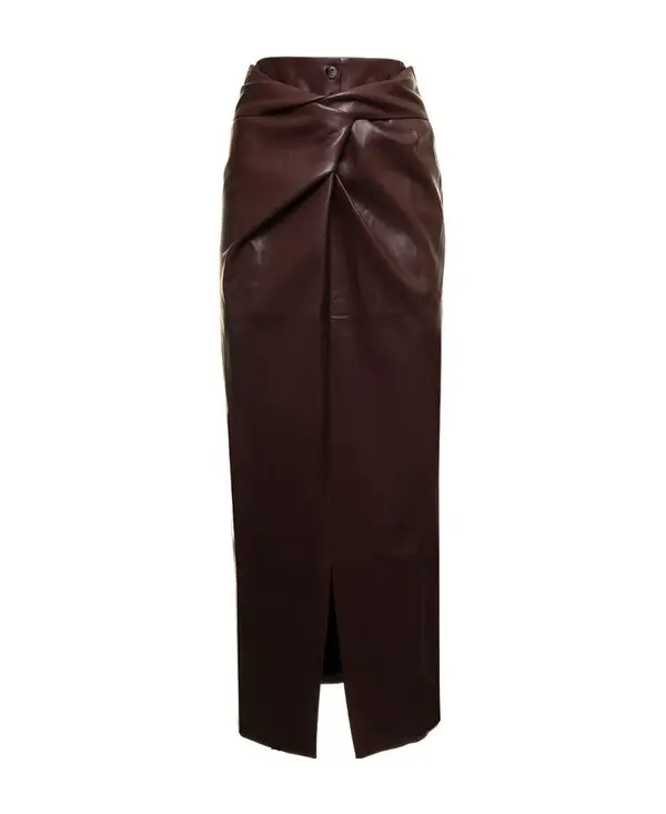 Nanushka Twist-front Faux Leather Maxi Skirt