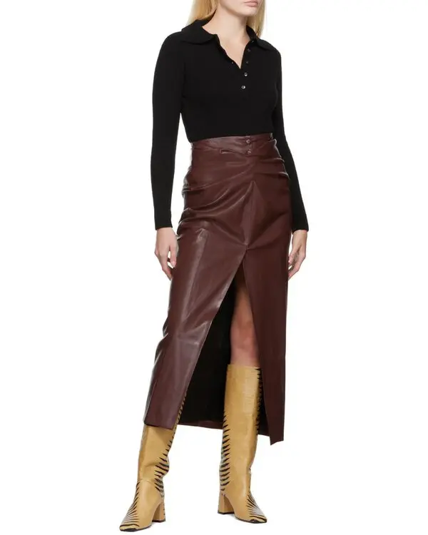 Nanushka Twist-front Faux Leather Maxi Skirt