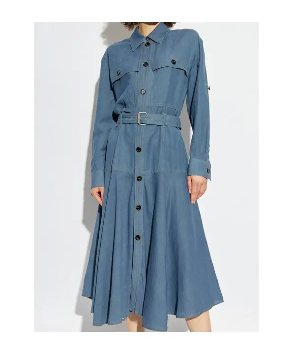 Bottega Veneta Flared Denim Shirt Dress