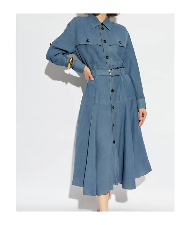 Bottega Veneta Flared Denim Shirt Dress