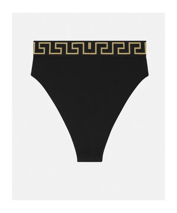 Versace Greca Border High-waist Bikini Briefs - Black