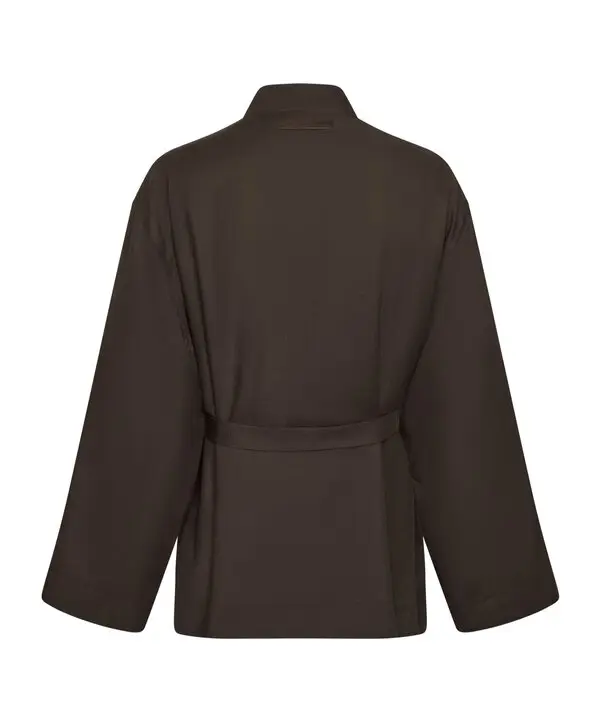 Zegna Long Sleeve Belted Jacket - Brown