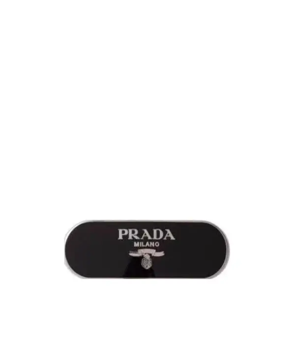 Prada Logo Detailed Hair Clip - Black