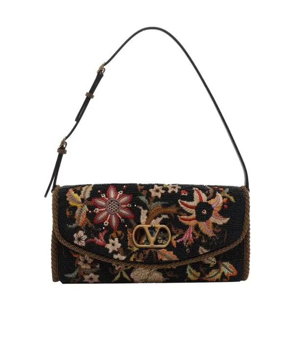 Valentino Garavani Beaded Shoulder Bag - Black