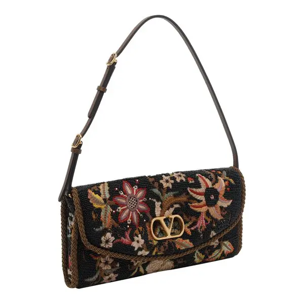 Valentino Garavani Beaded Shoulder Bag - Black