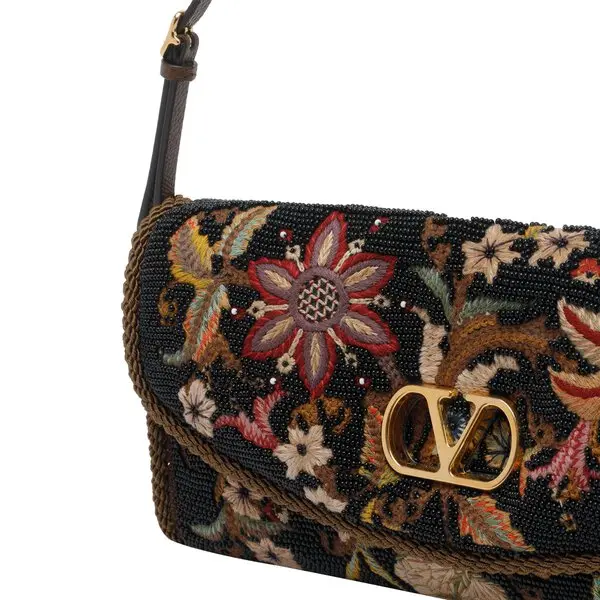 Valentino Garavani Beaded Shoulder Bag - Black