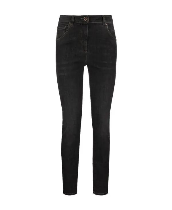 Brunello Cucinelli High-waist Embellished Jeans - Black