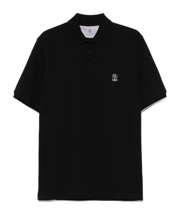 Brunello Cucinelli Collared Short-sleeve Polo Shirt - Black