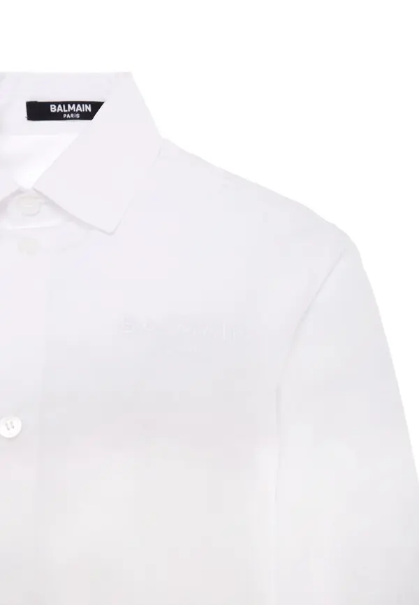 Balmain Logo Embroidered Long-sleeve Shirt
