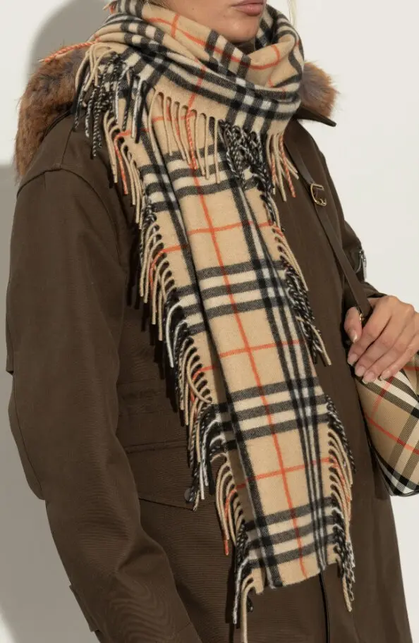 Burberry Checked Fringed-edge Scarf
