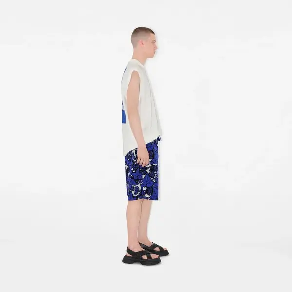 Burberry Printed Shorts With Ekd Decals - Knight Blue
