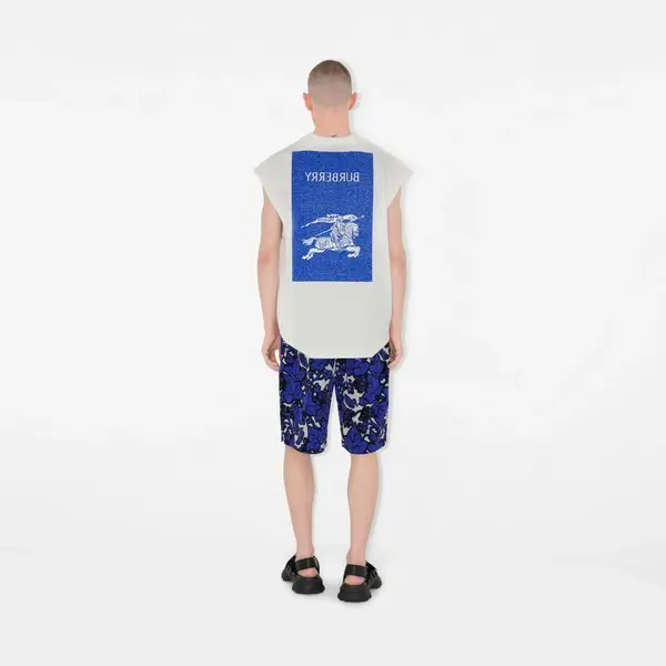 Burberry Printed Shorts With Ekd Decals - Knight Blue