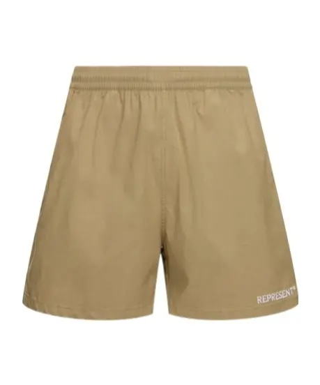 REPRESENT Logo Embroidered Elastic Waist Shorts - Green
