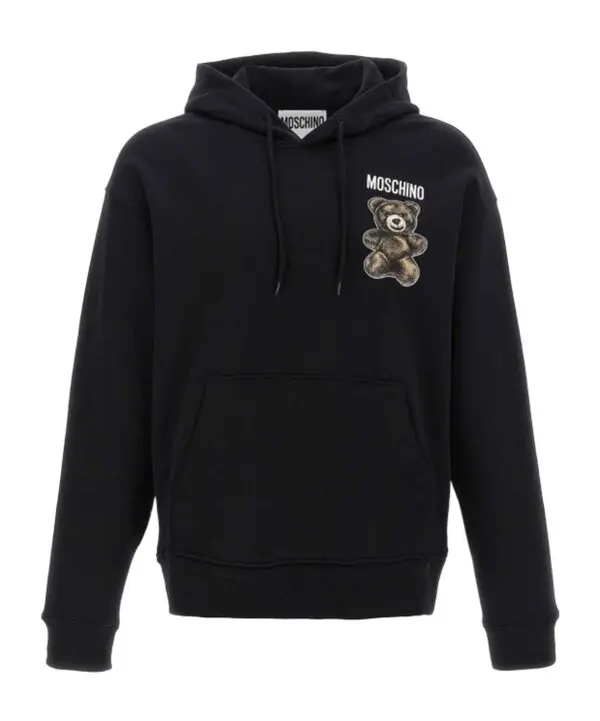 Moschino Teddy Bear Logo Long Sleeve Hoodie - Black
