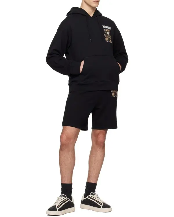 Moschino Teddy Bear Logo Long Sleeve Hoodie - Black