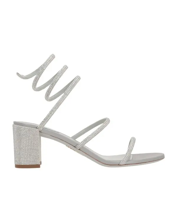 Rene Caovilla Cleo Embellished Serpent Ankle Strap Sandals - Gray
