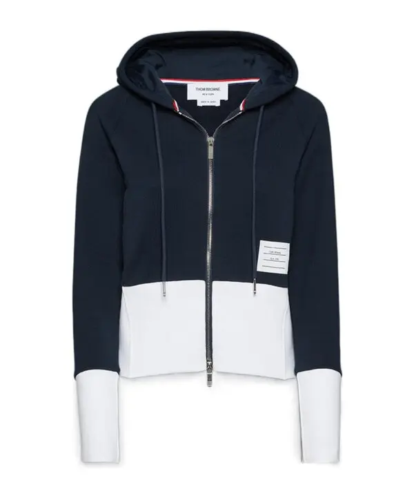 Thom Browne Logo Patch Zipped Hoodie