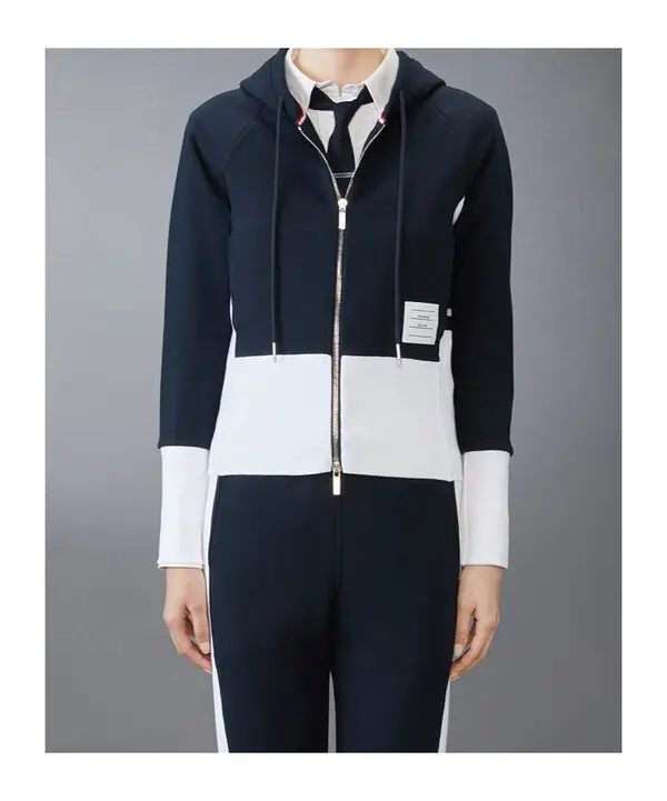 Thom Browne Logo Patch Zipped Hoodie