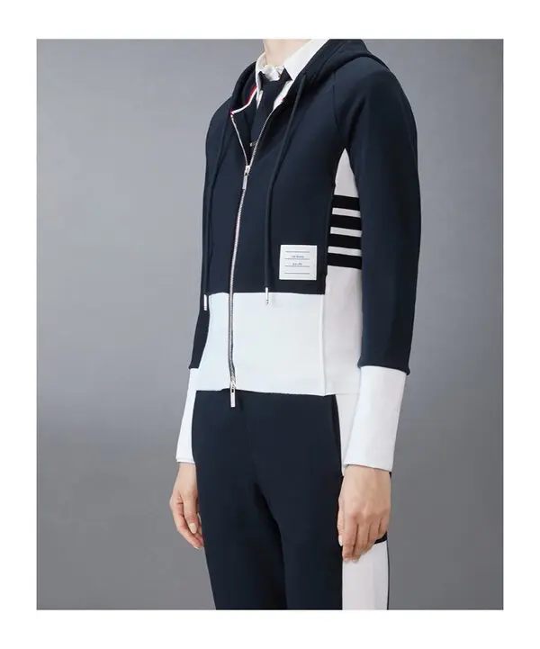 Thom Browne Logo Patch Zipped Hoodie
