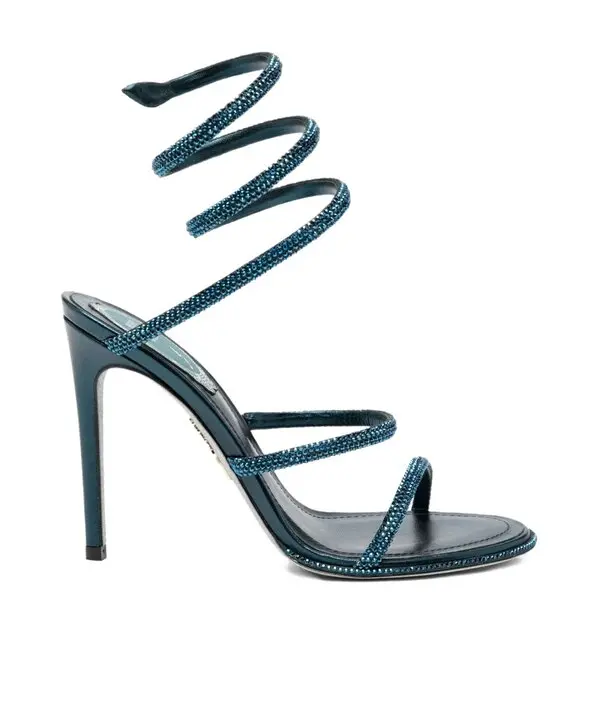 Rene Caovilla Embellished Spiral Heeled Sandals - Blue