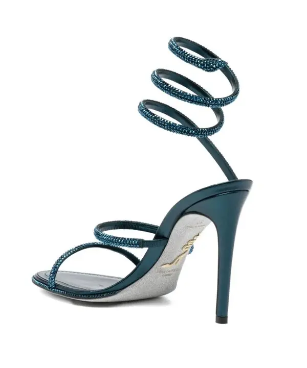 Rene Caovilla Embellished Spiral Heeled Sandals - Blue