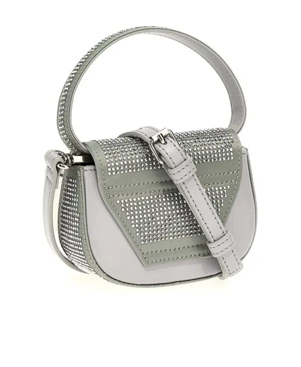 DIESEL® 1dr Xs Logo Plaque Embellished Crossbody Bag - Gray
