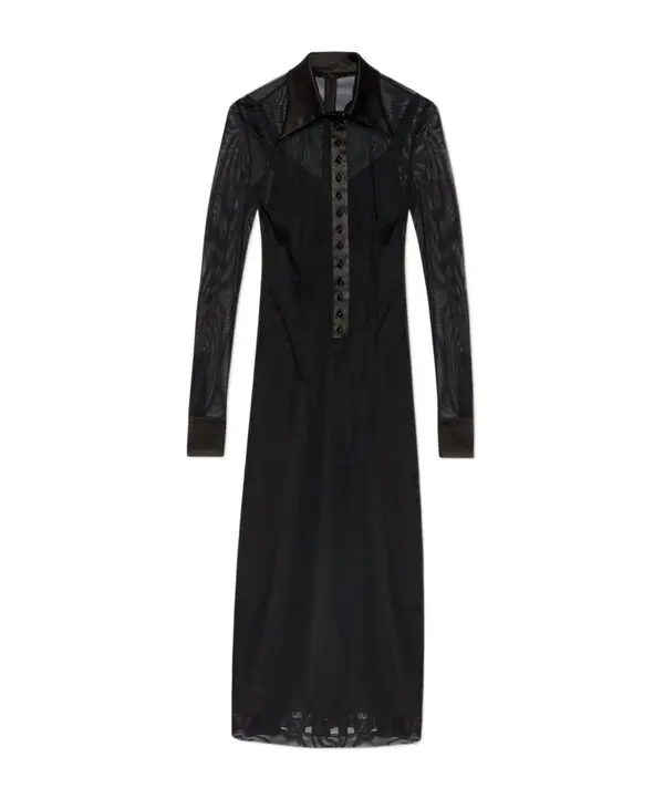 Dolce & Gabbana Dolce Gabbana Satin Detailed Tulle Shirt Dress - Black