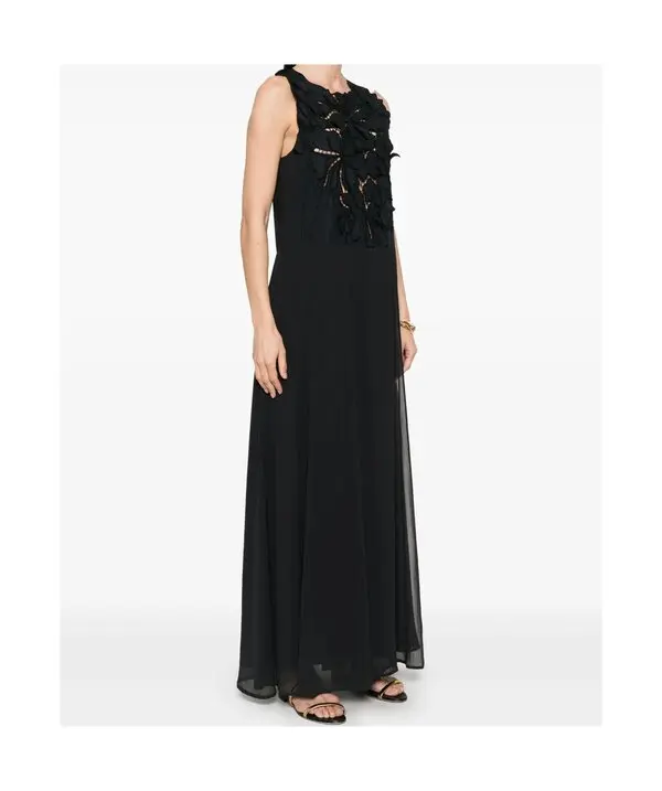 FORTE_FORTE Floral Applique Maxi Dress