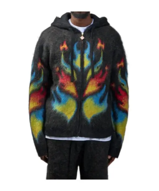 Casablanca Flame Laurel Zip Hoodie - Black