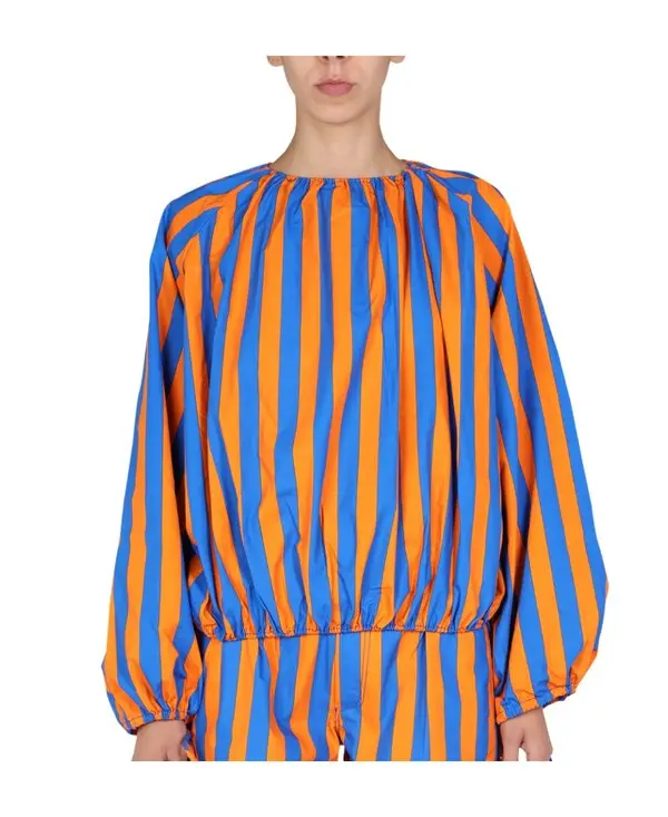 Sunnei Striped Puff Sleeve Blouse - Blue