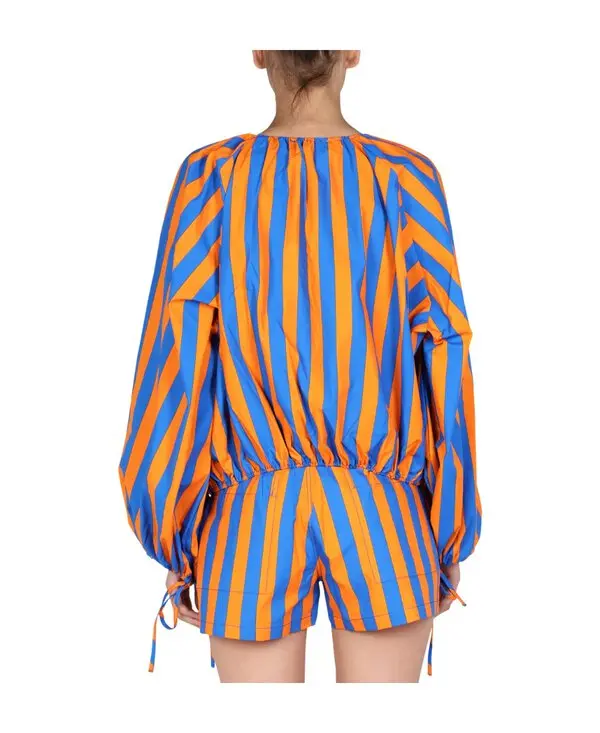 Sunnei Striped Puff Sleeve Blouse - Blue