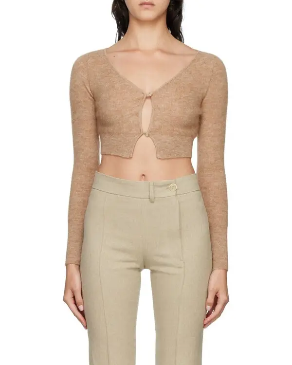 Jacquemus Long Sleeve Cropped Cardigan - Nude