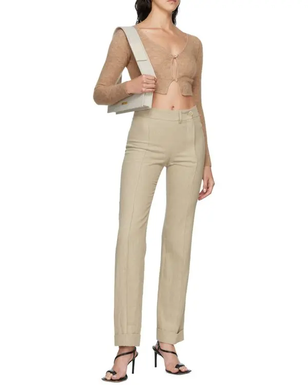 Jacquemus Long Sleeve Cropped Cardigan - Nude