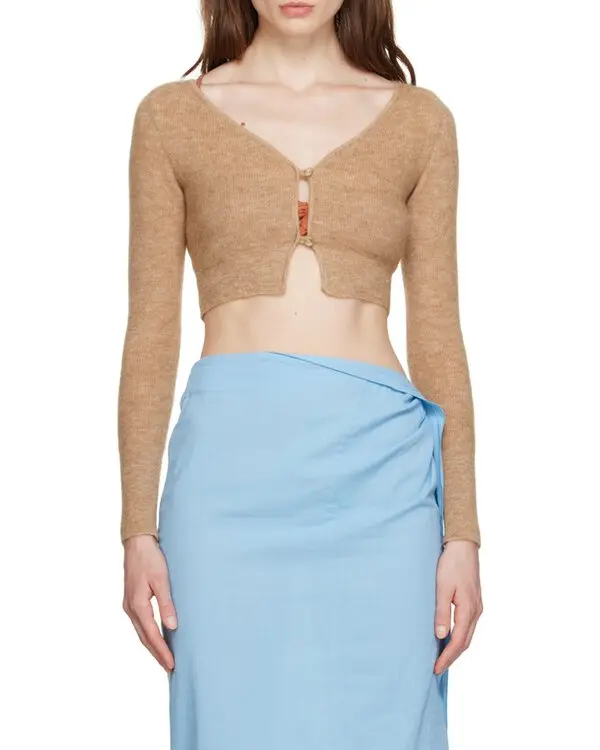 Jacquemus Long Sleeve Cropped Cardigan - Nude