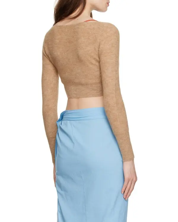 Jacquemus Long Sleeve Cropped Cardigan - Nude