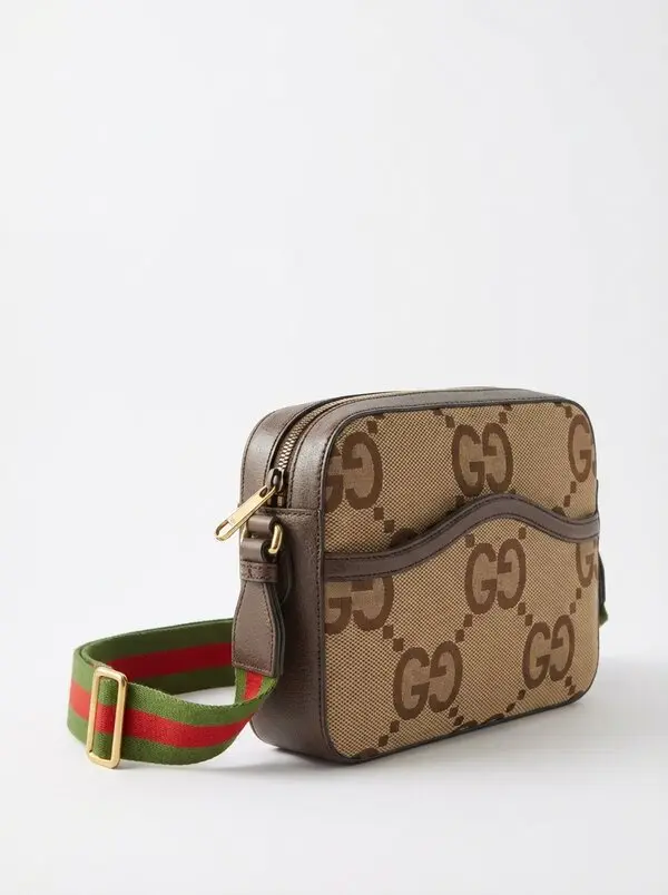 Gucci Gg Supreme Messenger Crossbody Bag - Camel/ebony