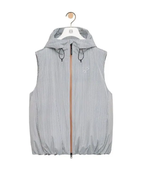 Loewe Puffer Vest In Technical Shell - Beige/blue
