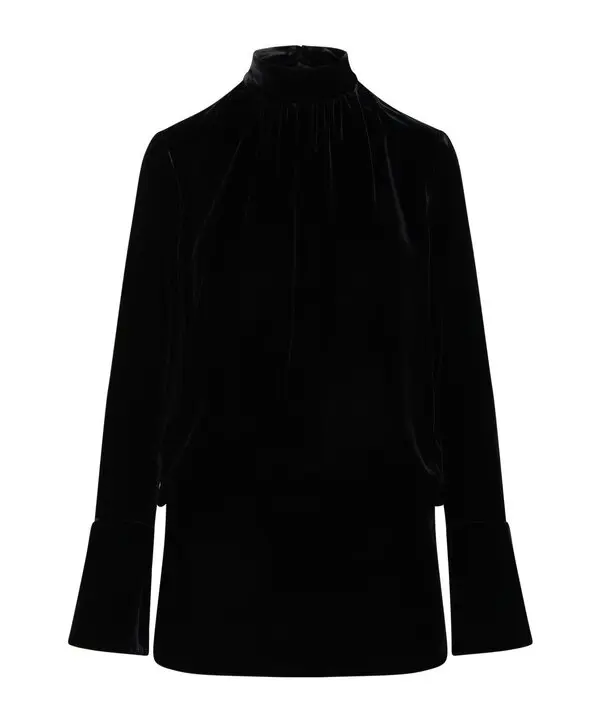 Saint Laurent Cut-out Detailed Long-sleeved Dress