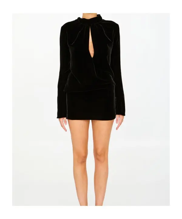 Saint Laurent Cut-out Detailed Long-sleeved Dress