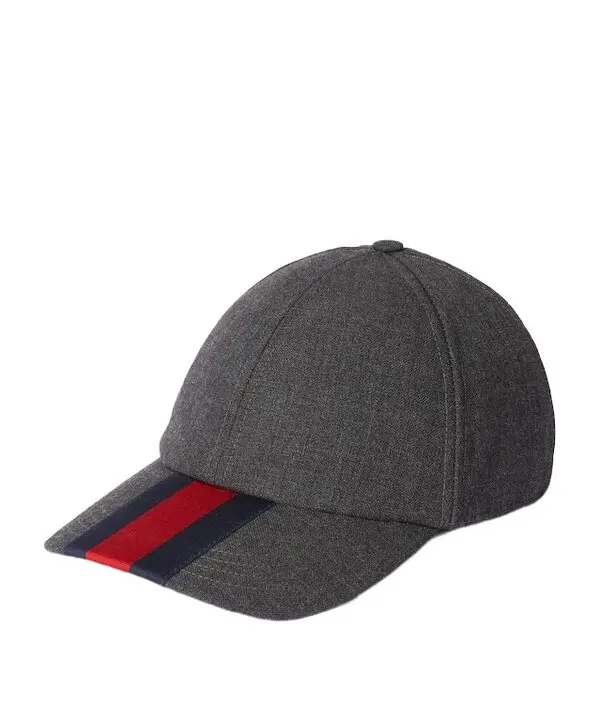 Gucci Stripe Detail Baseball Cap - Dark Gray