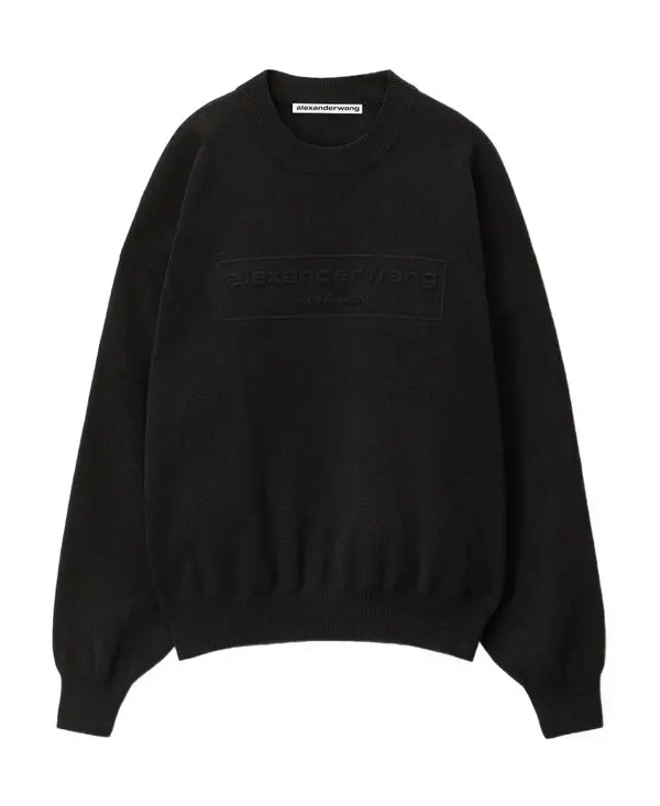 Alexander Wang Logo Detailed Crewneck Knitted Pullover - Black