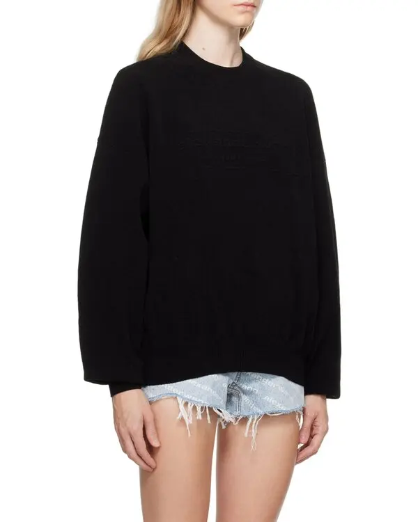 Alexander Wang Logo Detailed Crewneck Knitted Pullover - Black