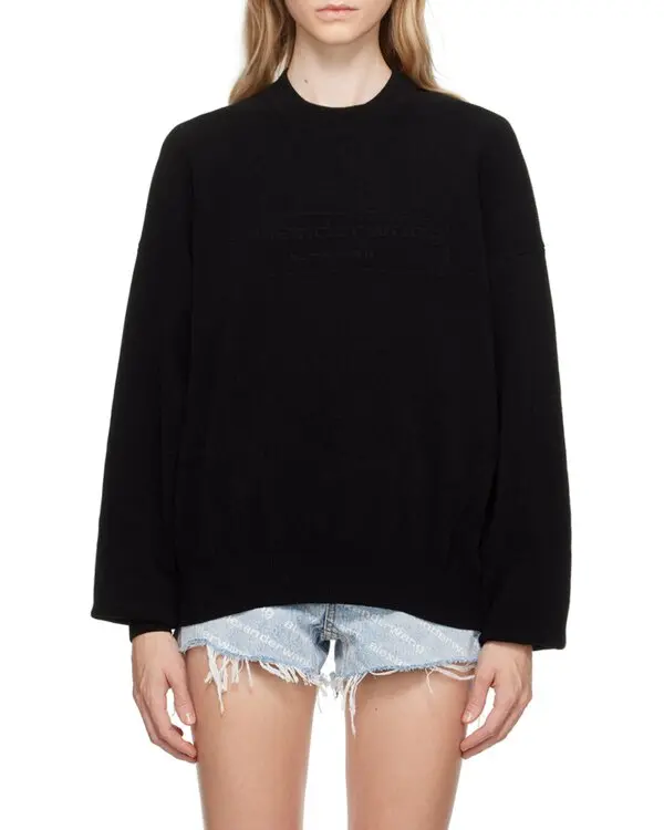 Alexander Wang Logo Detailed Crewneck Knitted Pullover - Black