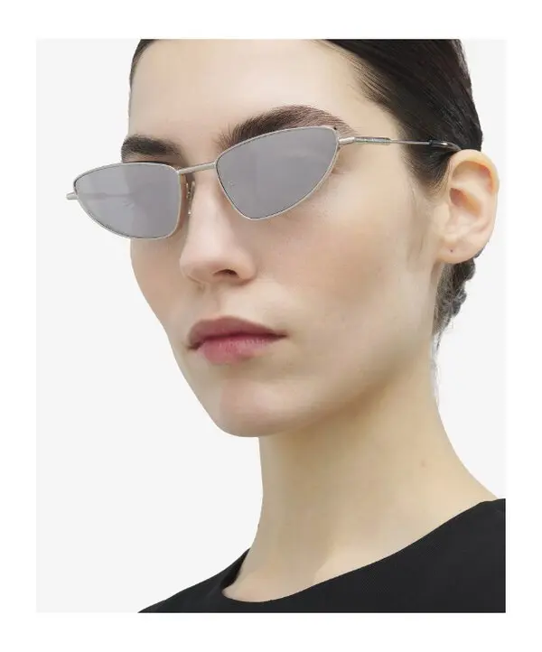 Alexander McQueen Metal T-bar Soft Cat-eye Sunglasses - Silver