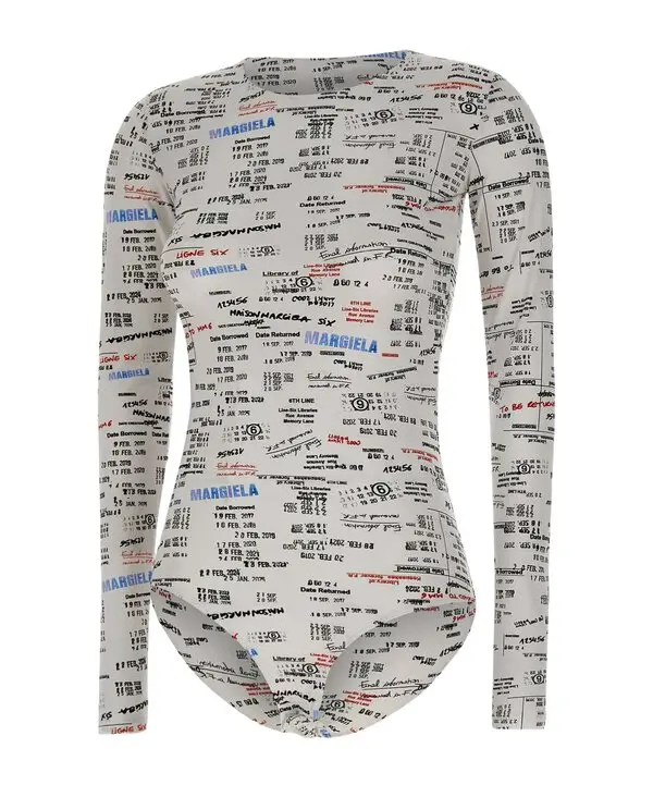 MAISON MARGIELA Long Sleeve Printed Bodysuit - Gray