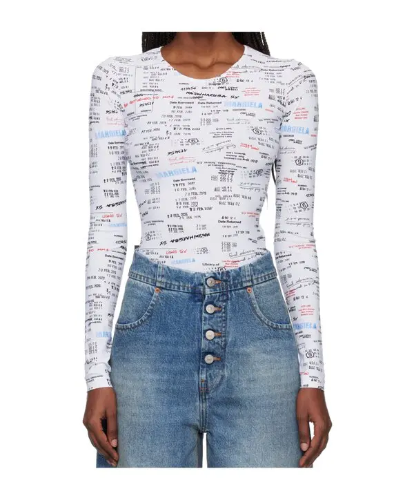 MAISON MARGIELA Long Sleeve Printed Bodysuit